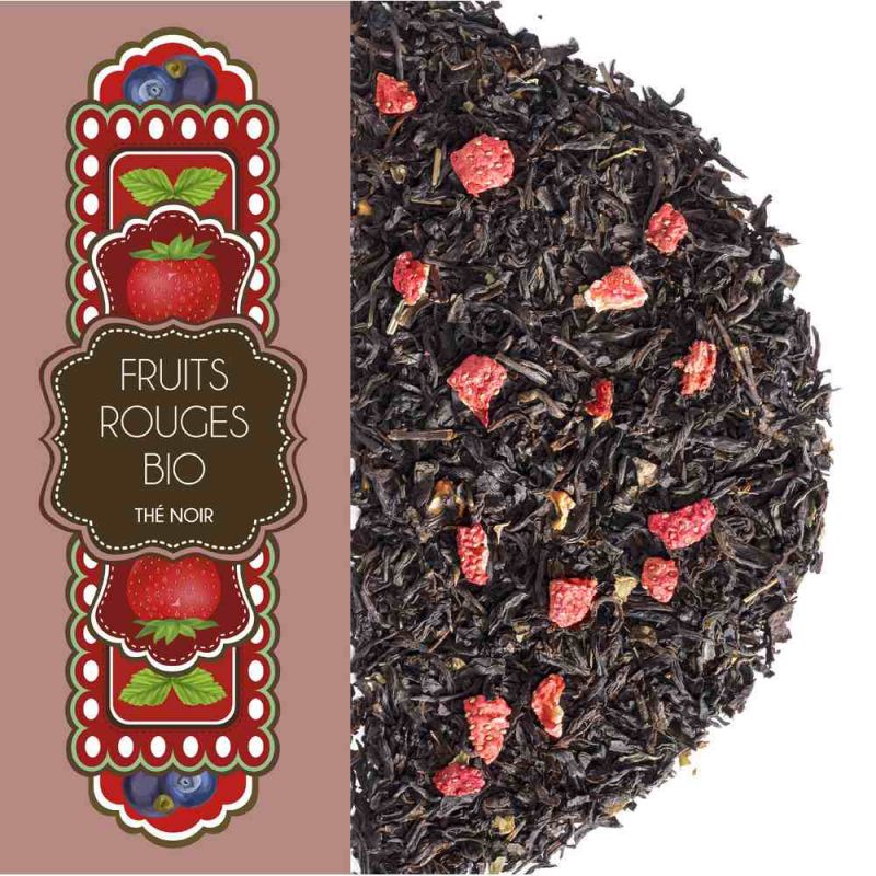 Sachet 100G - Thé noir - Fruits rouges - Cassis fraise - Bio